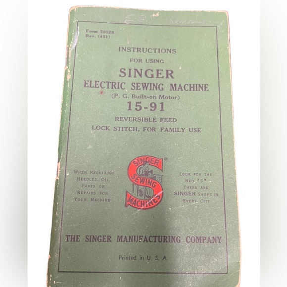 Singer | Other | 952 Singer 1591 Sewing Machine Instruction Manual ...